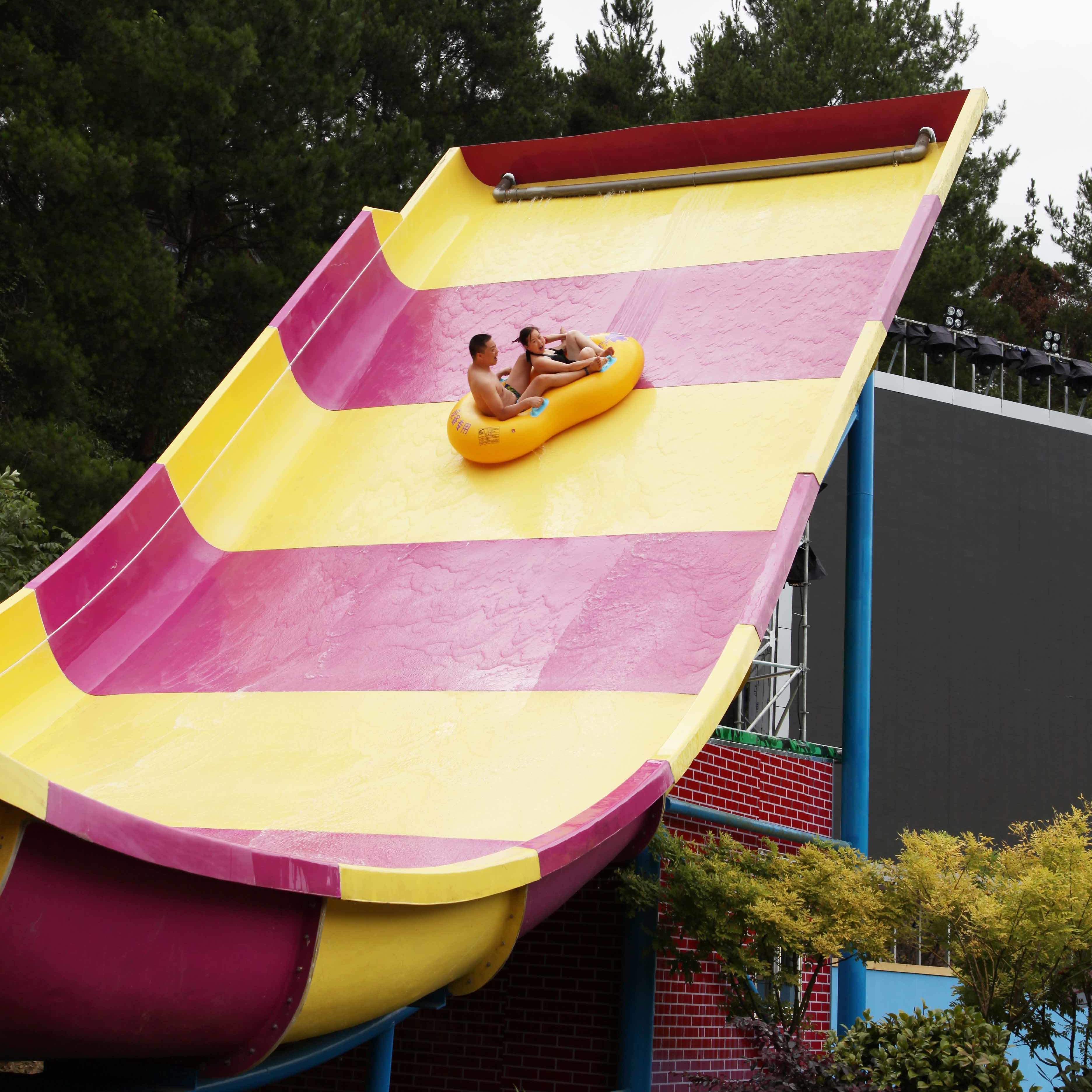 Custom Big Water Slides , Amusement Park Boomerang Aqua Slide For 2 ...